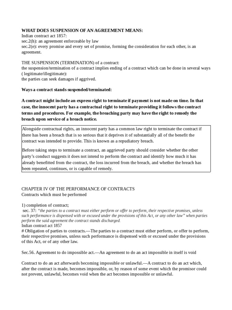 Understanding Contract Suspension in India | PDF | Finance & Money ...
