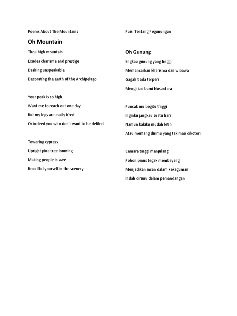Poems About The Mountains | PDF