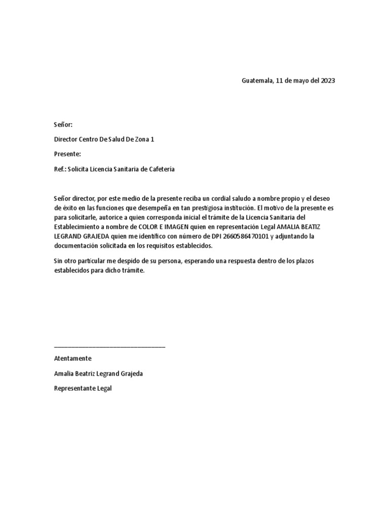 Carta de Solicitud de Comedor | PDF