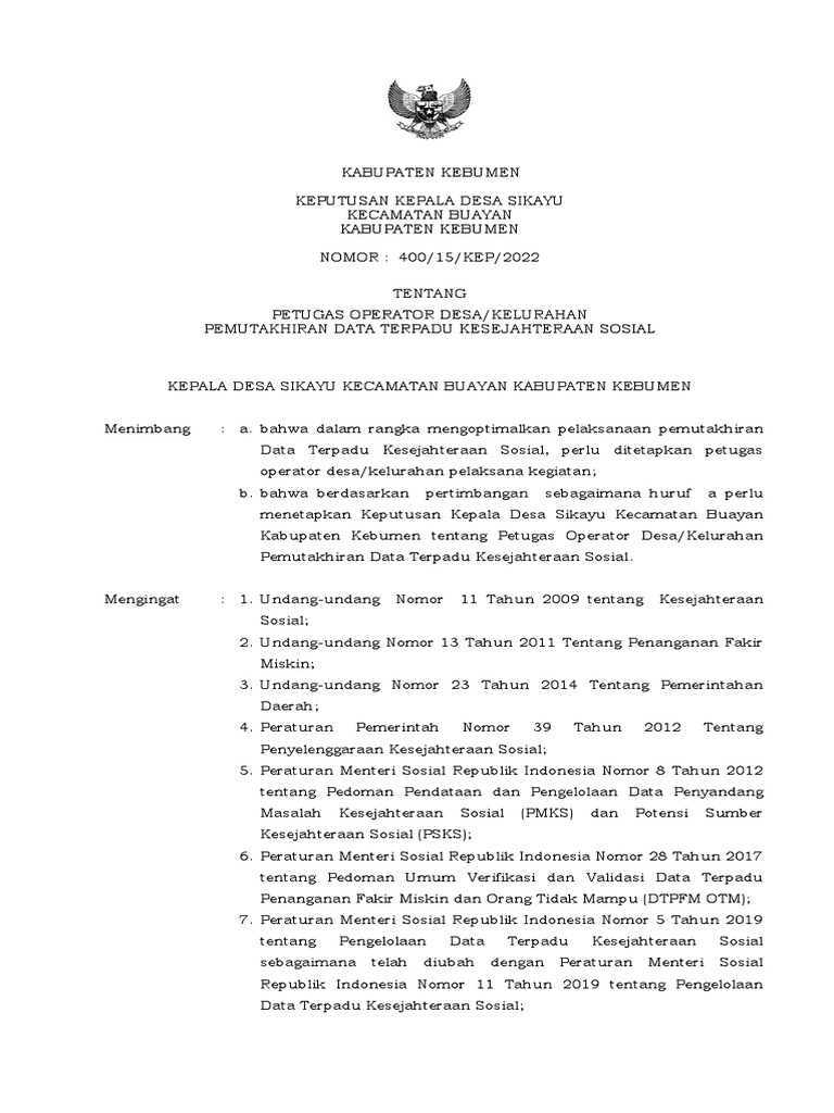 SK Operator Desa 2022 | PDF