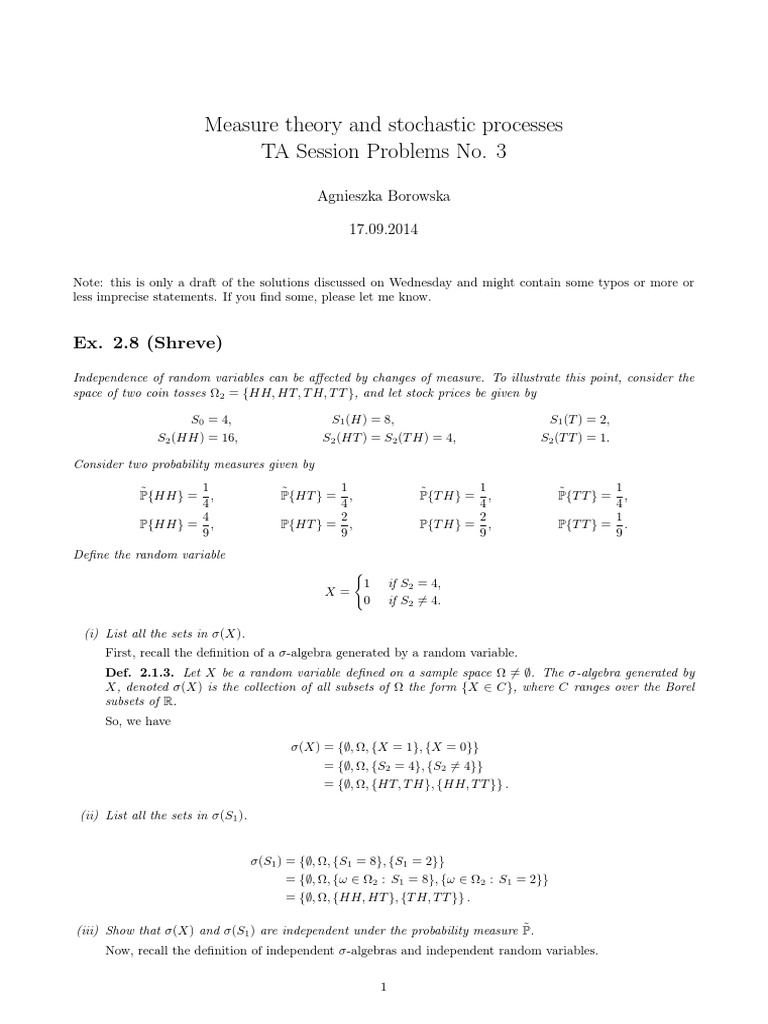 MTSP - TA Problems Solutions 3 PDF | PDF | Mathematical Concepts | Probability
