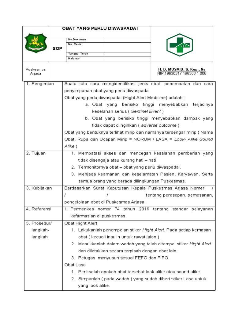 Sop Obat Yang Perlu Diwaspadai | PDF | Kesehatan Holistik