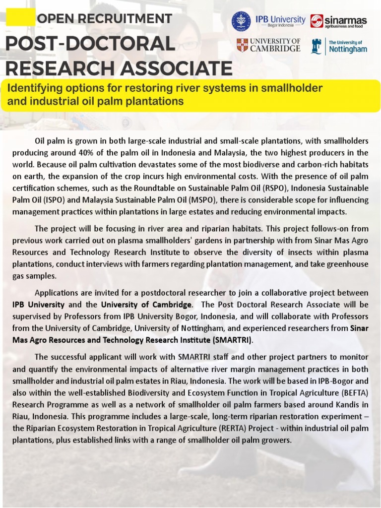 Flyer Postdoctoral IPB University - University of Cambridge New | Download Free PDF | Palm Oil ...