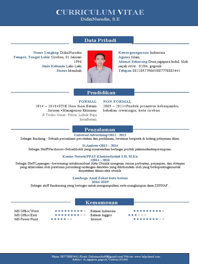 CV Didin Nurudin: Pendidikan & Pengalaman | PDF