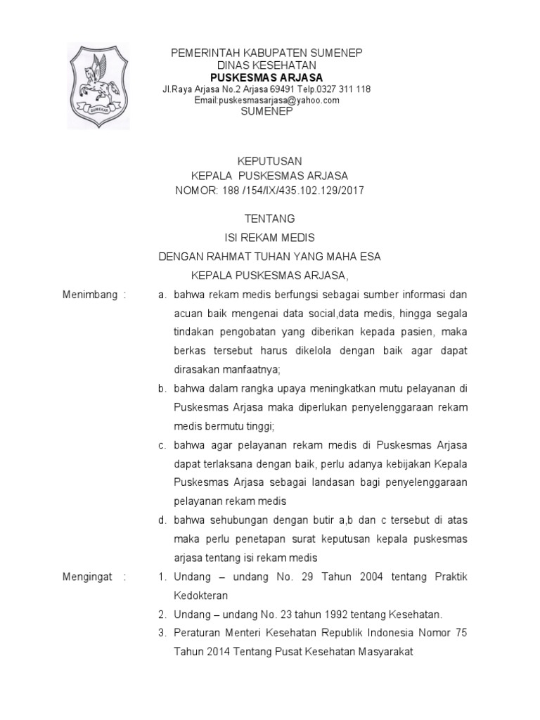 SK Isi Rekam Medis | PDF