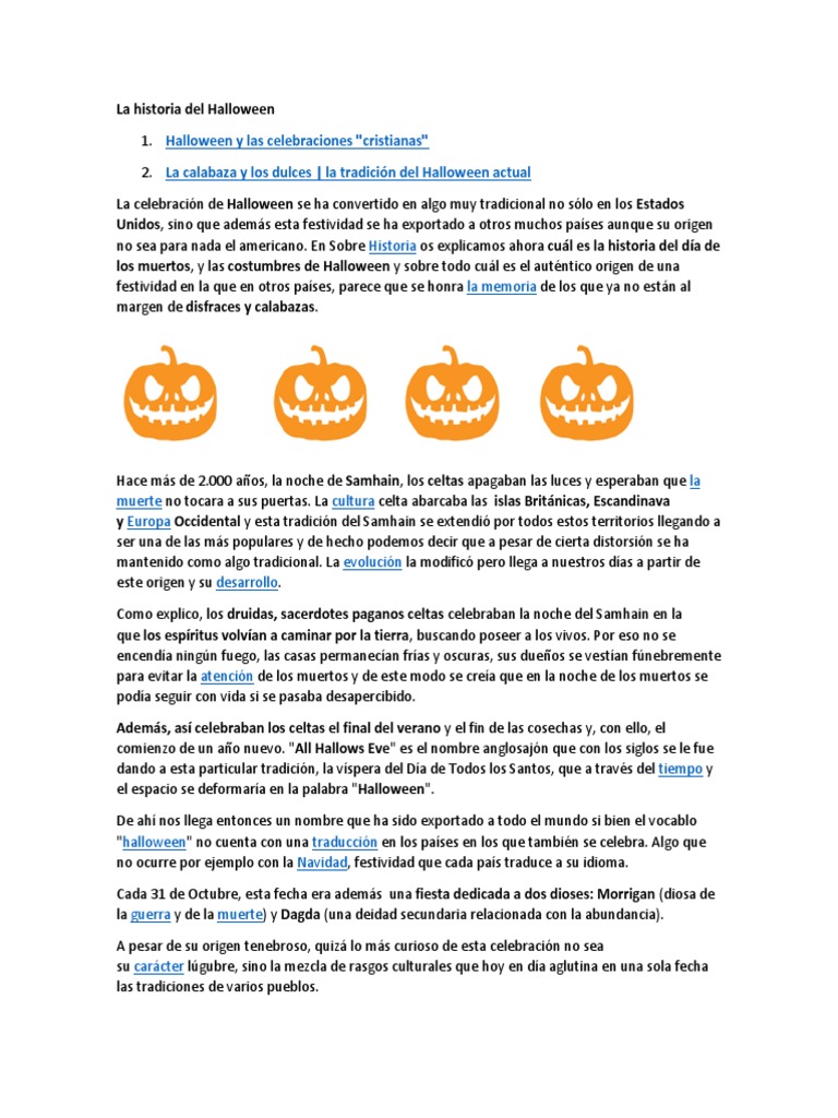 La Historia Del Halloween | PDF | Víspera de Todos los Santos