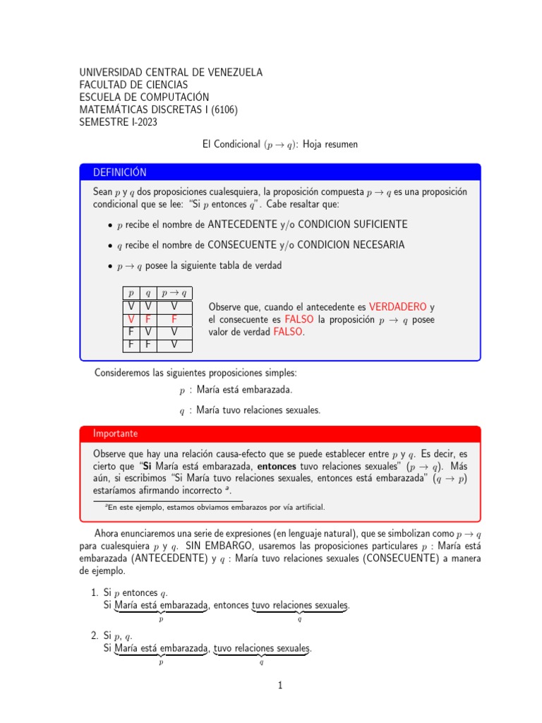 Condicional | PDF | Proposición | Verdad