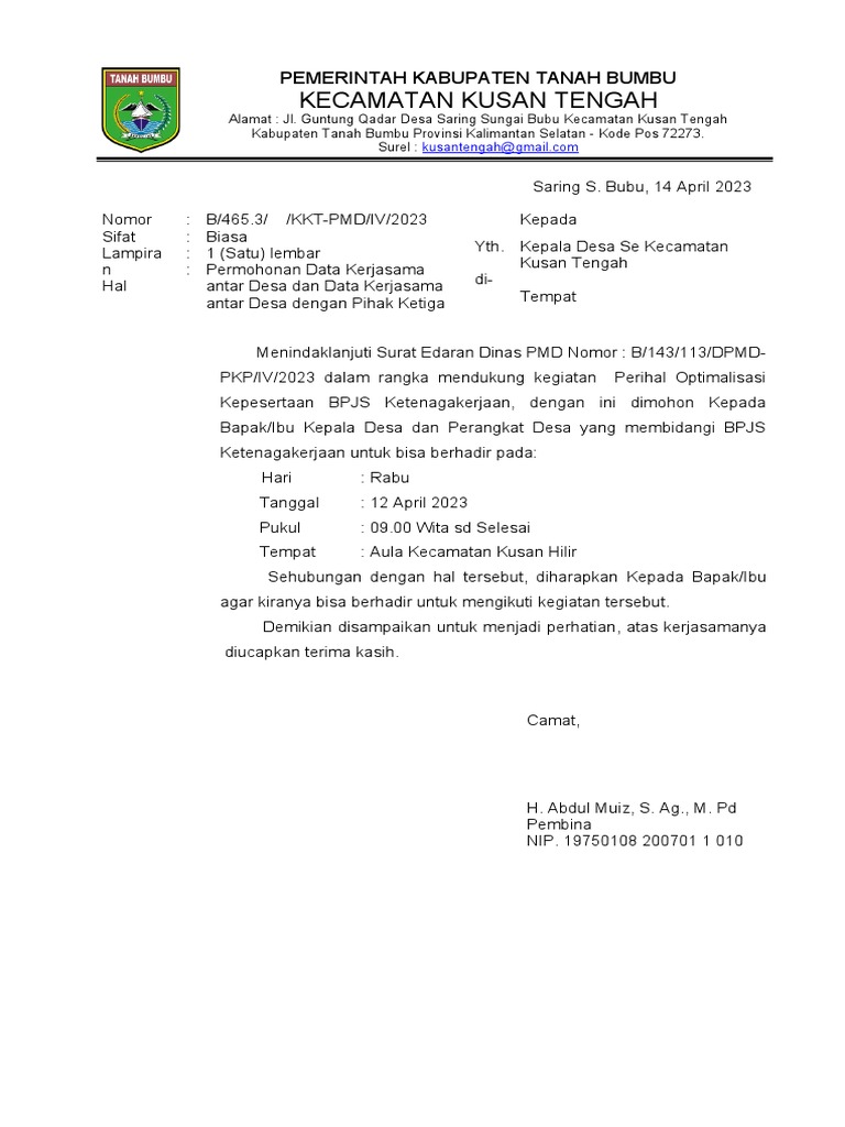 Format Surat PMD | PDF