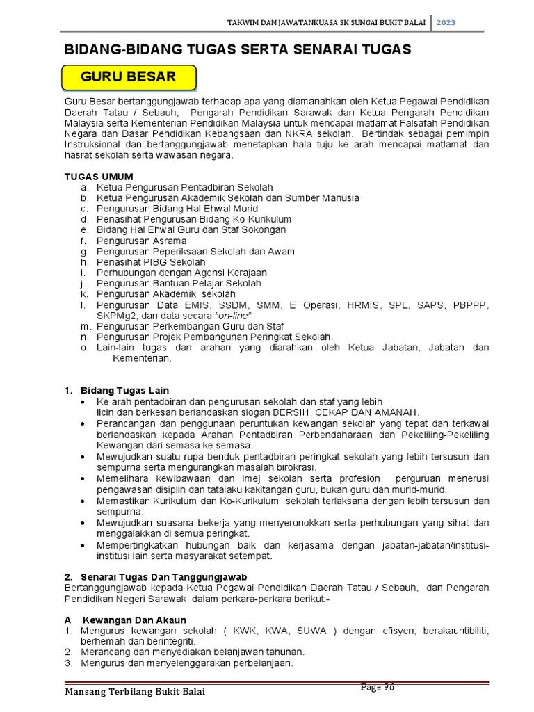 Set 16 Perincian Tugas GB Dan PK MS 96 - 113 | PDF