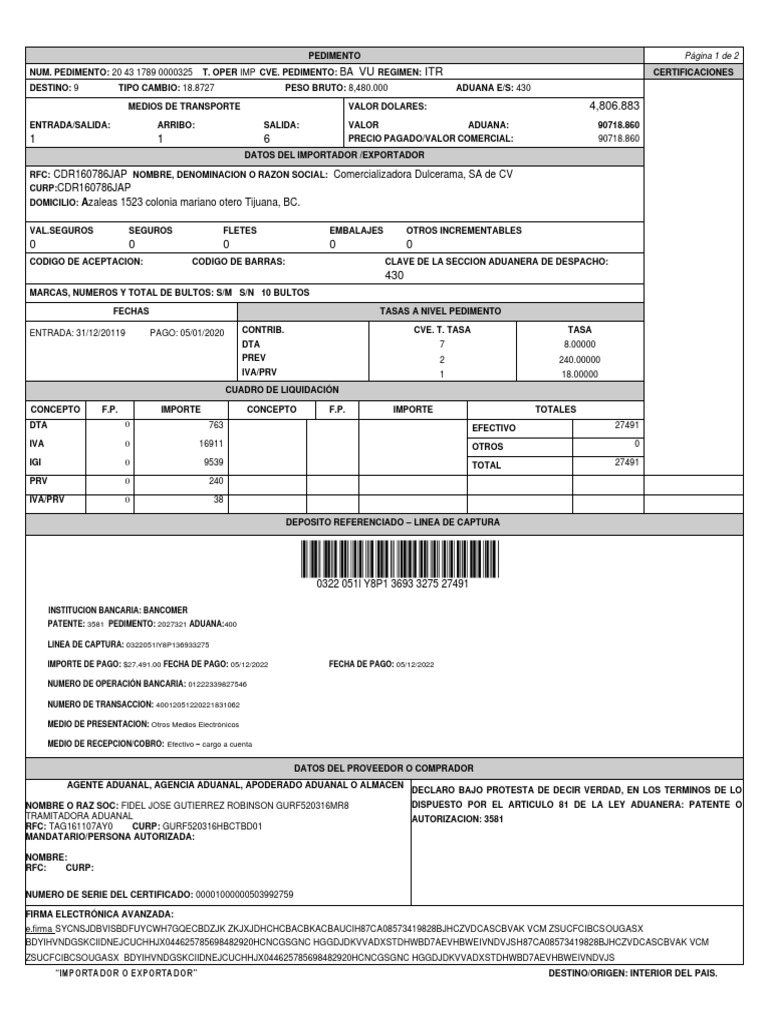 Pedimento Ejemplo | PDF | Ley Pública | Comercio