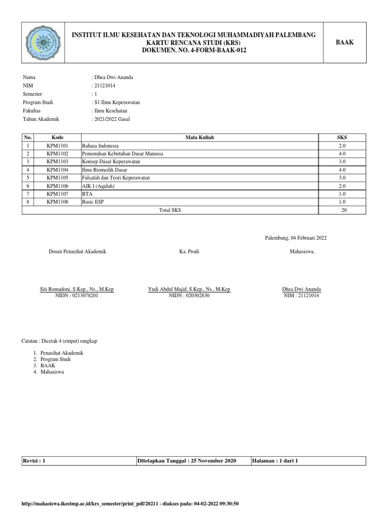 KRS Semester 1 | PDF