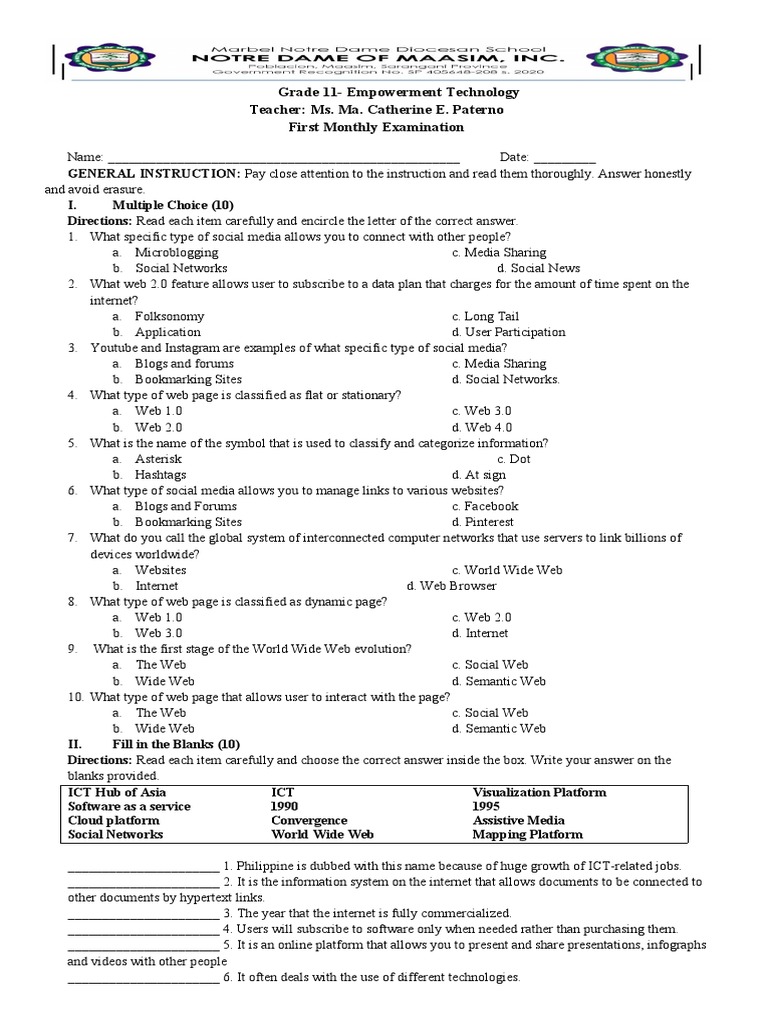 Grade 11 Empowerment Tech Exam Guide | PDF | Computers