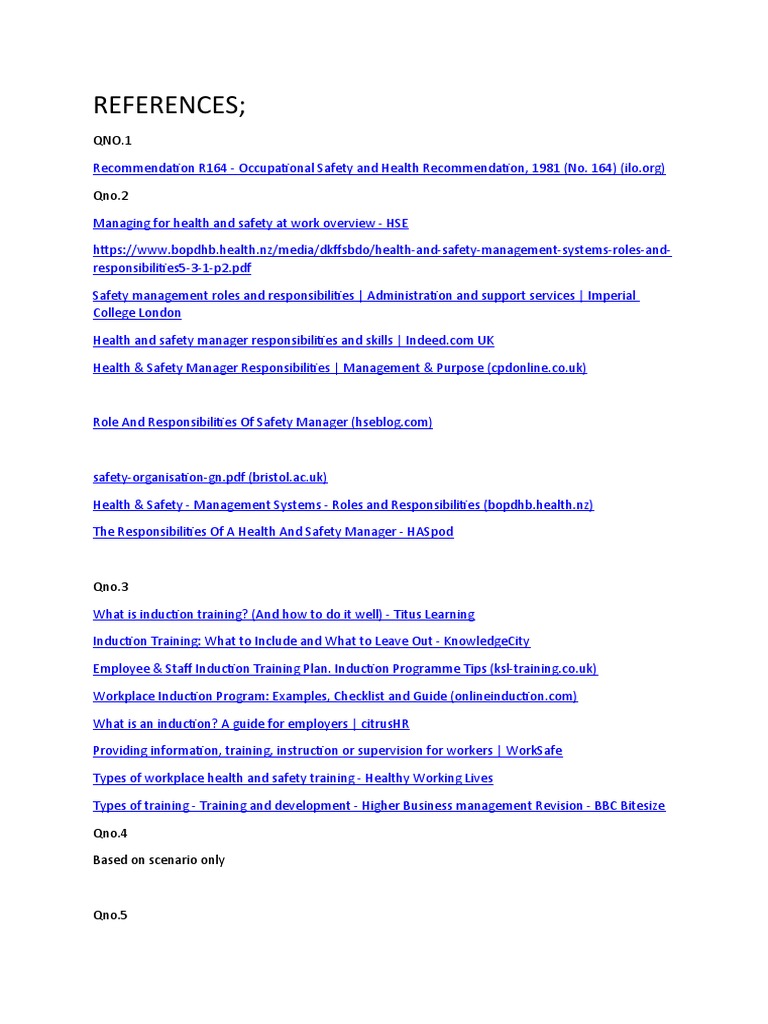 REFERENCES | PDF | Occupational Safety And Health | Human Factors And ...