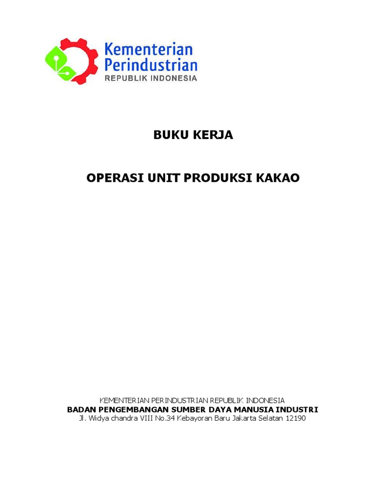 Buku Kerja Unit Operasi Pengolahan Kakao Cetak-1 PDF | PDF