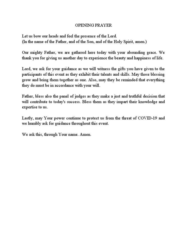 Opening Prayer for Event Blessing | PDF