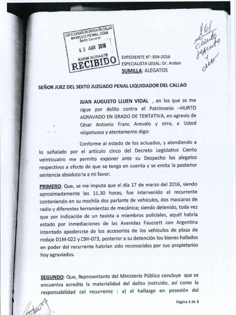 Modelo de Alegatos de La Defensa PDF | PDF