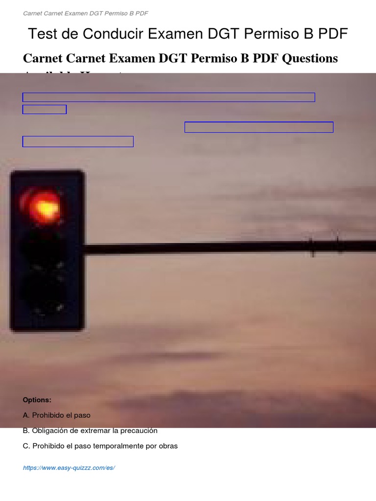 Examen DGT Permiso B | PDF | Vehículo de motor | Infraestructura de transporte