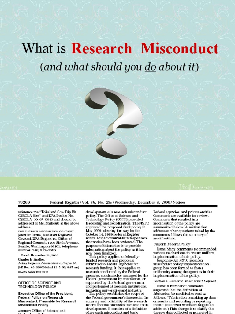 Federal Policy on Research Misconduct | PDF | Plagiarism | Science