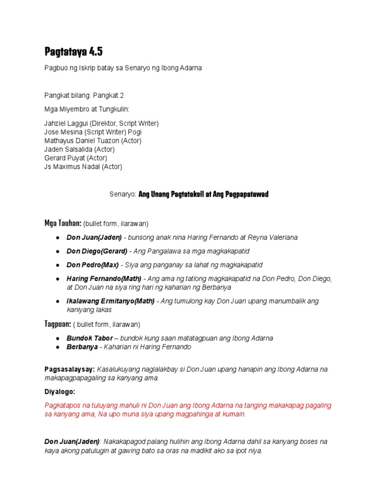 Pagtataya 4.5 - Pangkat 2 Iskrip | PDF