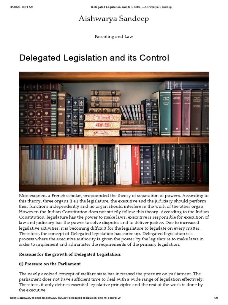 Delegated Legislation and Its Control - Aishwarya Sandeep PDF | PDF ...