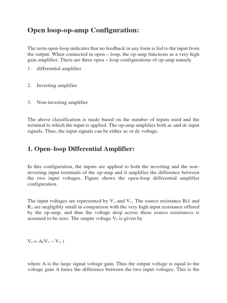 Open Loop - Closed Loop - Op Amp PDF | PDF | Operational Amplifier | Amplifier