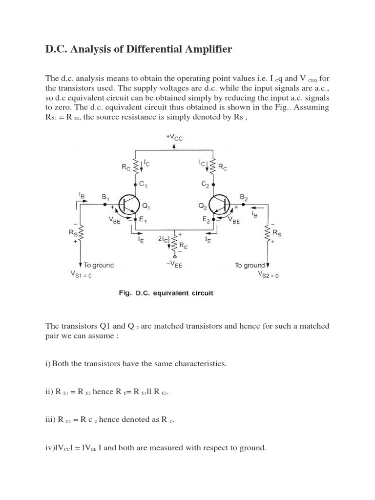 AC DC Analysis BJT Diffrential Amp PDF | PDF | Amplifier | Bipolar ...