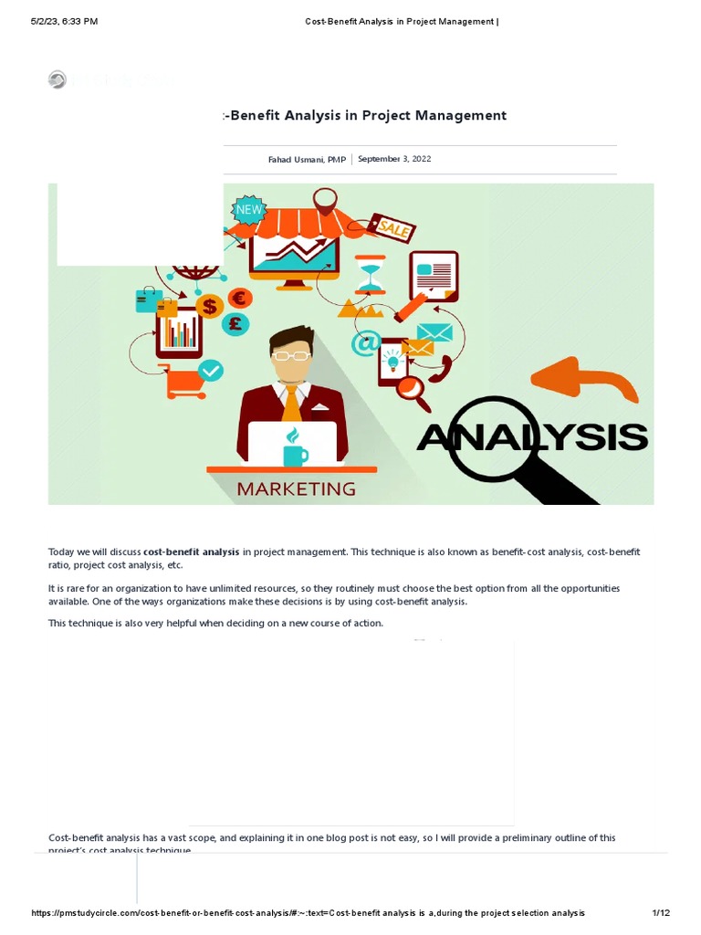 Cost Benefit Analysis In Project Management PDF
