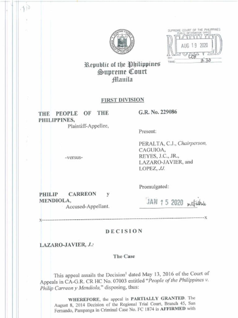 People vs. Carreon GR 229086 | PDF
