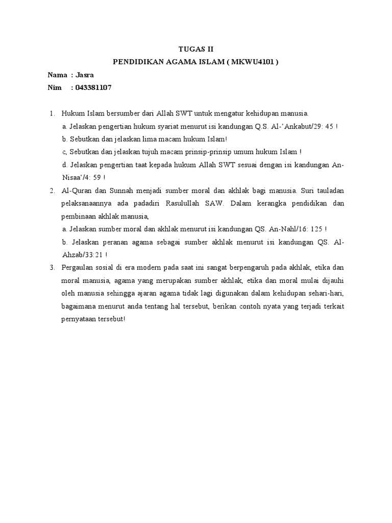 Tugas 2 Pendidikan Agama Islam | PDF