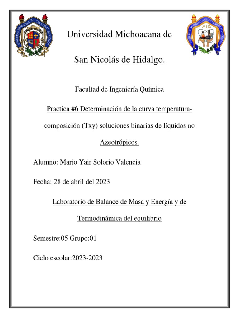 Curva Txy de Soluciones Binarias: Metanol-Benceno | PDF | Gases | Química