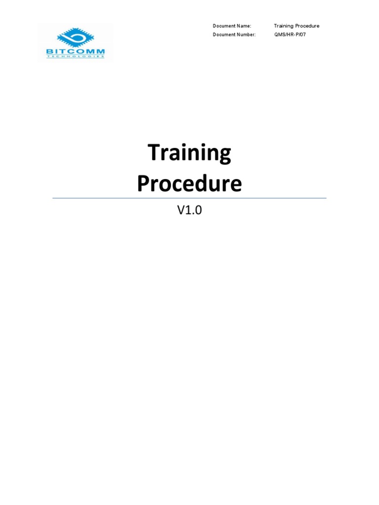 Training Procedure | PDF | Quality Management System | Cognitive Science
