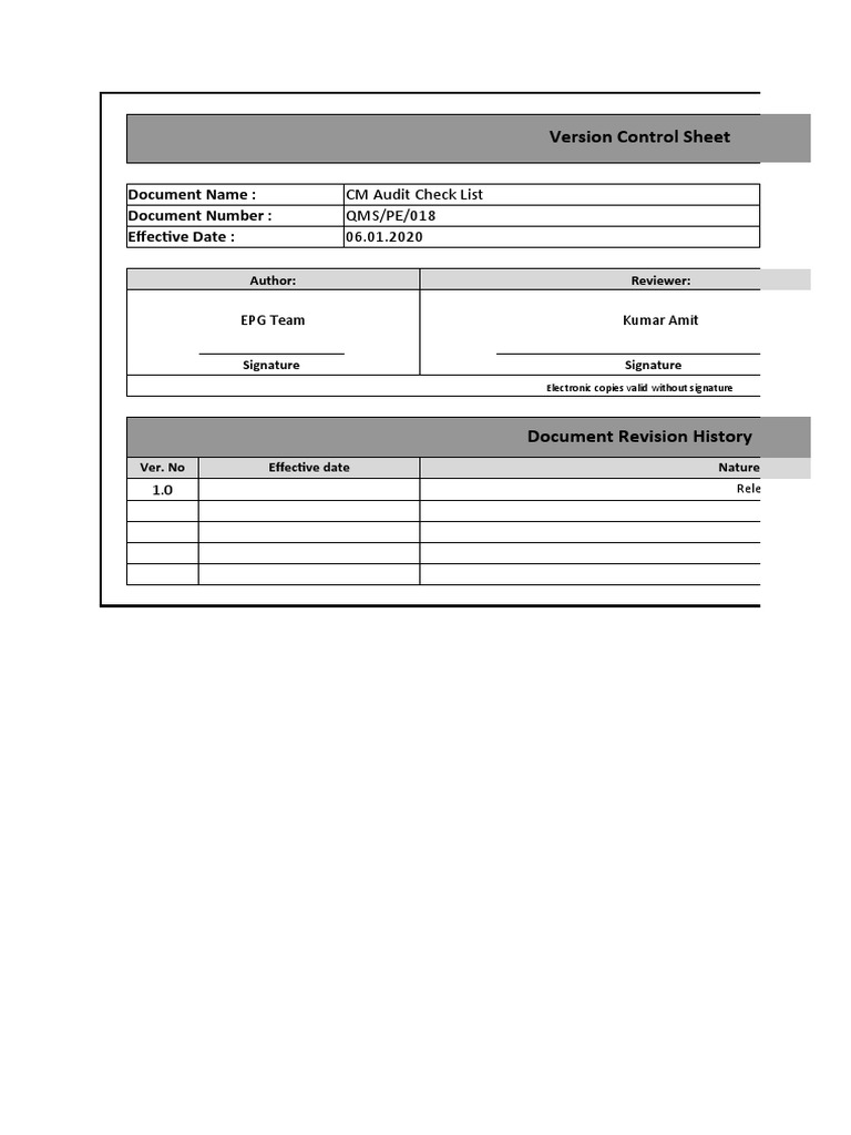 CM Audit Checklist | PDF | Computer Science | Systems Engineering