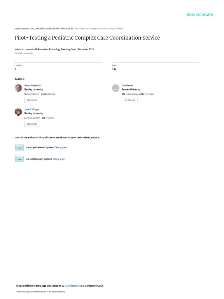 Pilot Testing Complex Care Coordination | PDF | Electronic Health ...