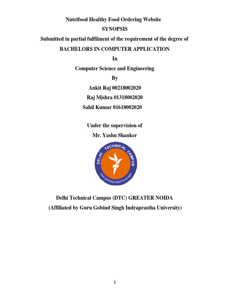 Synopsis Nutrifood PDF | PDF | Computing | Software