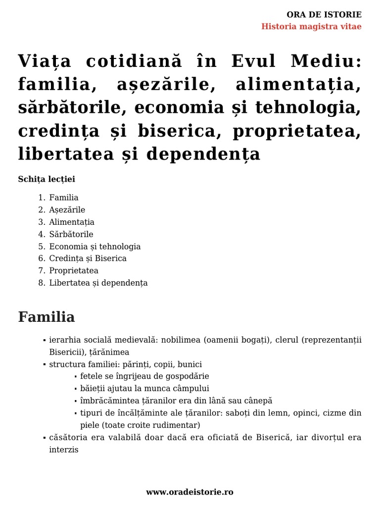 Viata Cotidiana in Evul Mediu Familia Asezarile Alimentatia Sarbatorile ...