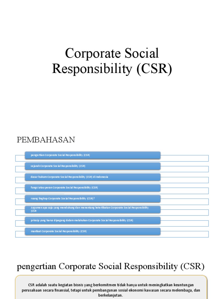 Prinsip dan Manfaat CSR di Indonesia | PDF