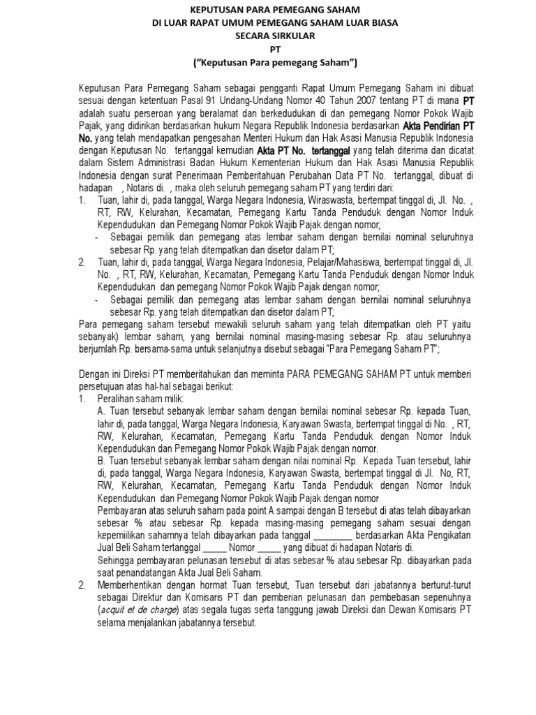 DRAFT RUPS PPJB Pengangkatan Dirkom | PDF