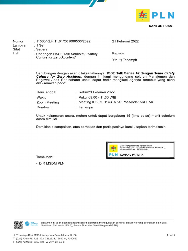 Undangan HSSE Talk Series #2 | PDF