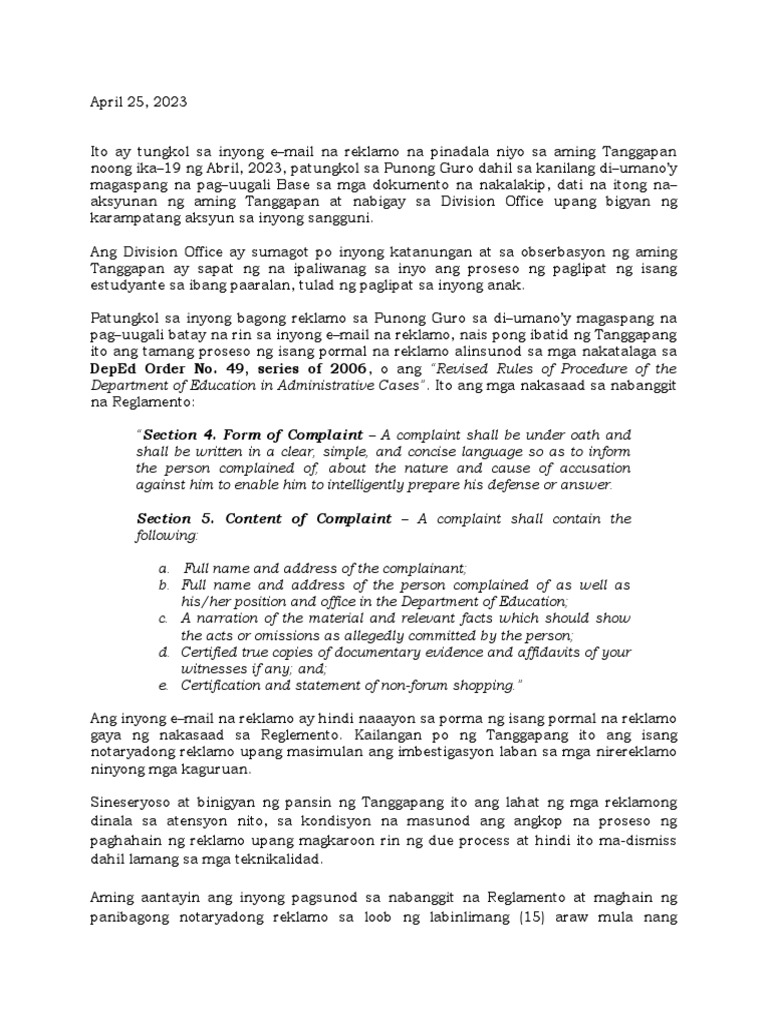 Template Tagalog Do 49 | PDF