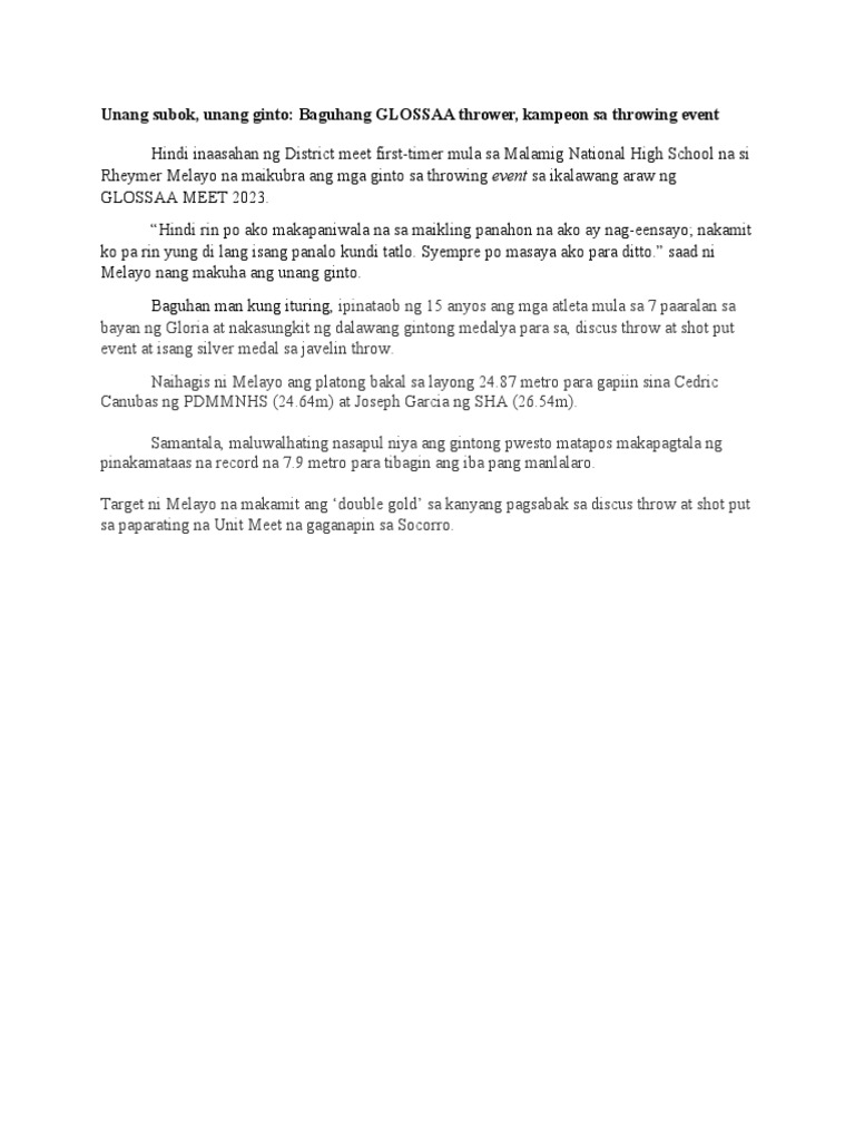 Shotput | PDF