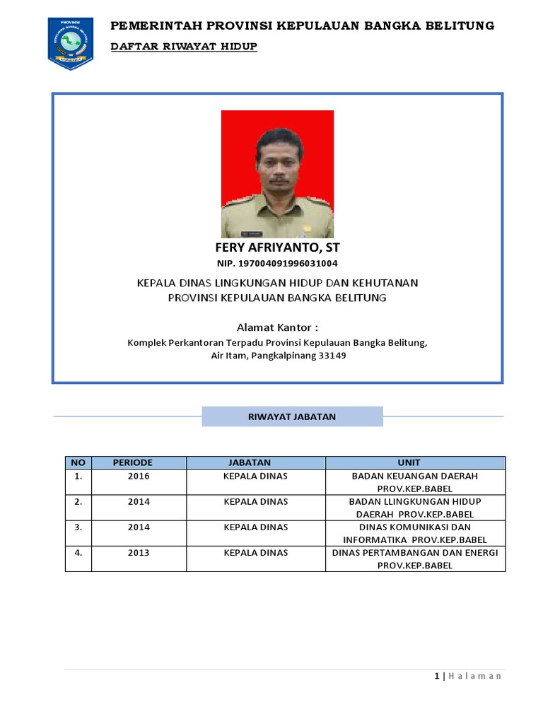 Riwayat Hidup Fery Afriyanto: Karir dan Pendidikan | PDF