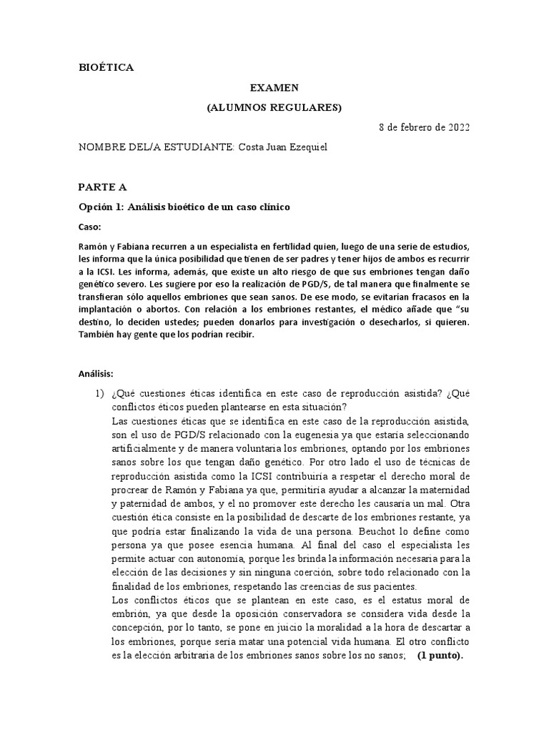 Bio Examen Febr 22 | PDF | Bioética | Moralidad