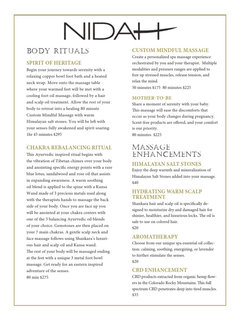 NIdah Spa Menu | PDF