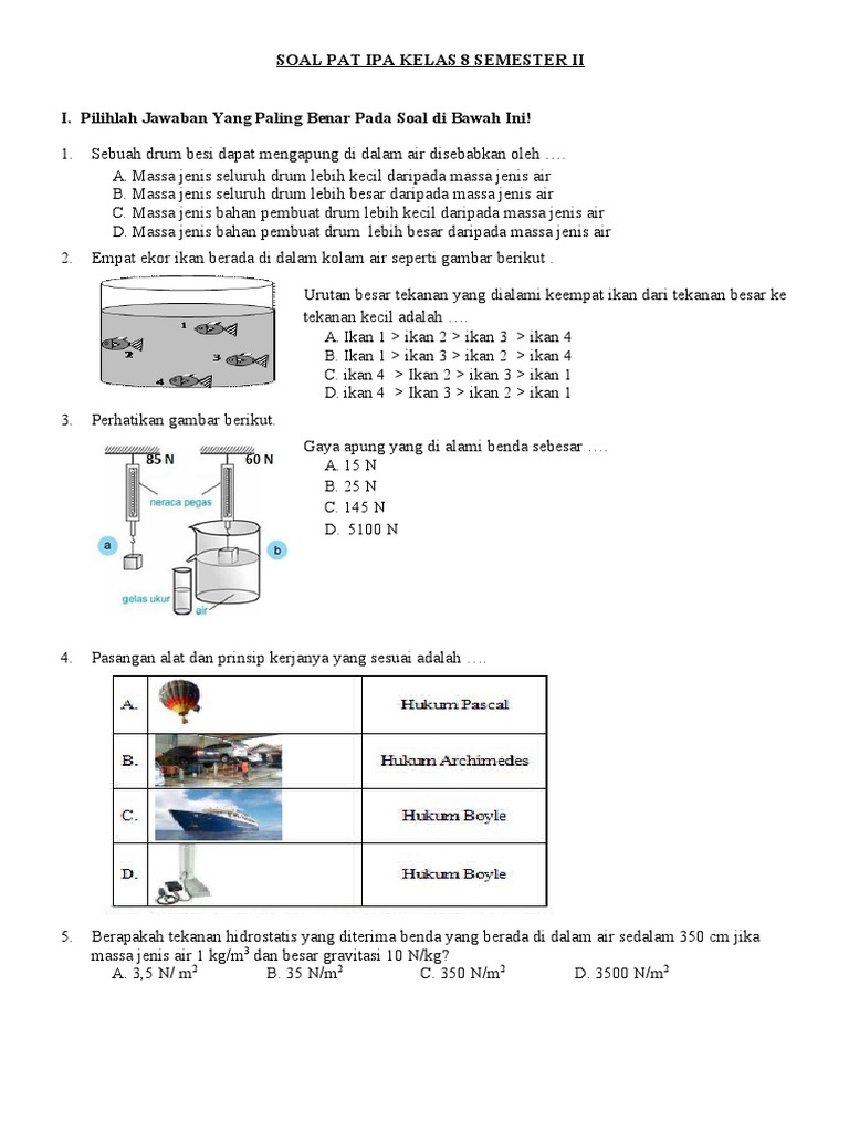Soal Pat Ipa Kelas 8 Semester 2 | PDF