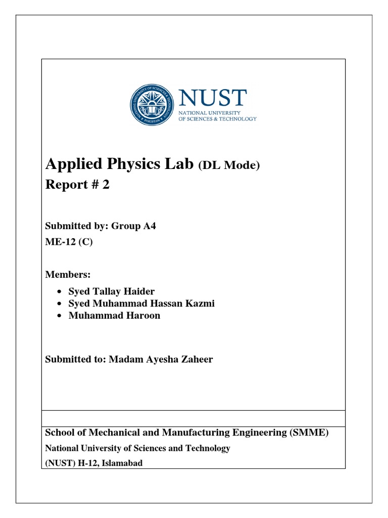 Applied Physics Lab Report 2 (Group A4) PDF | PDF | Series And Parallel ...