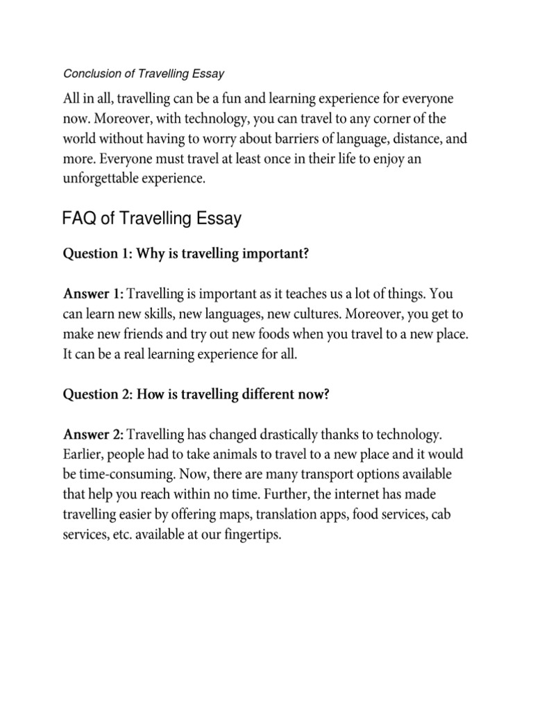 Conclusion of Travelling Essay | PDF