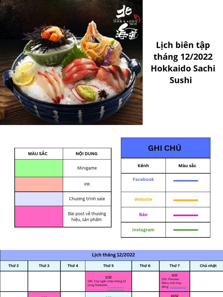 Lịch biên tập tháng 122022 Hokkaido Sachi Sushi | PDF