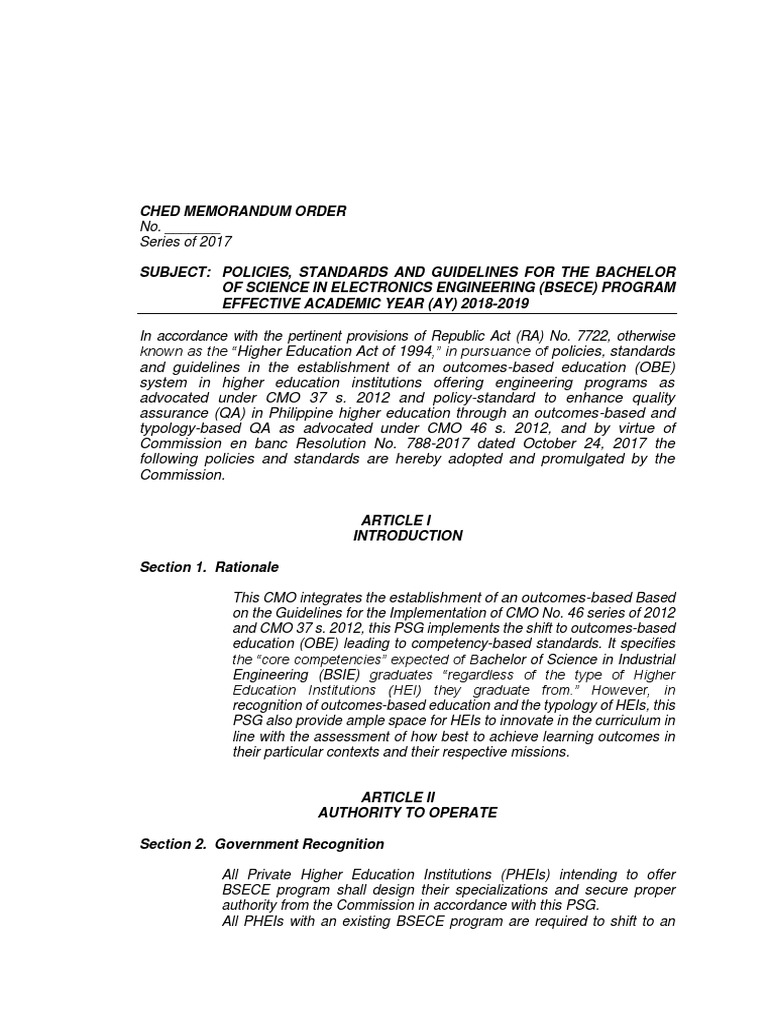 2018 PSG For BSECE OV. 28, 2017 | PDF | Educational Assessment | Electronic Engineering