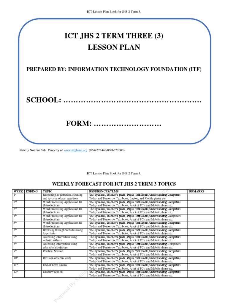 JHS 2 ICT Lesson Plan Term 3 | PDF | Educational Technology | Hyperlink