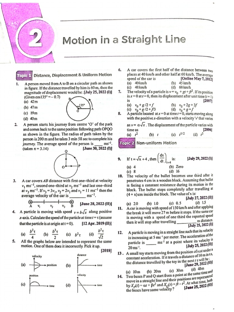 Motion in Straight Line PDF | PDF